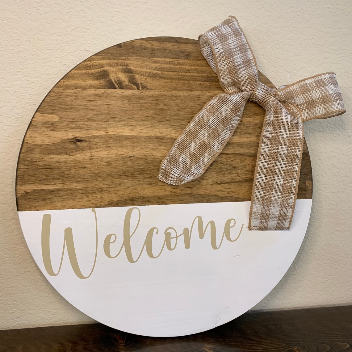 Simple Round Wood Welcome Sign | Etsy