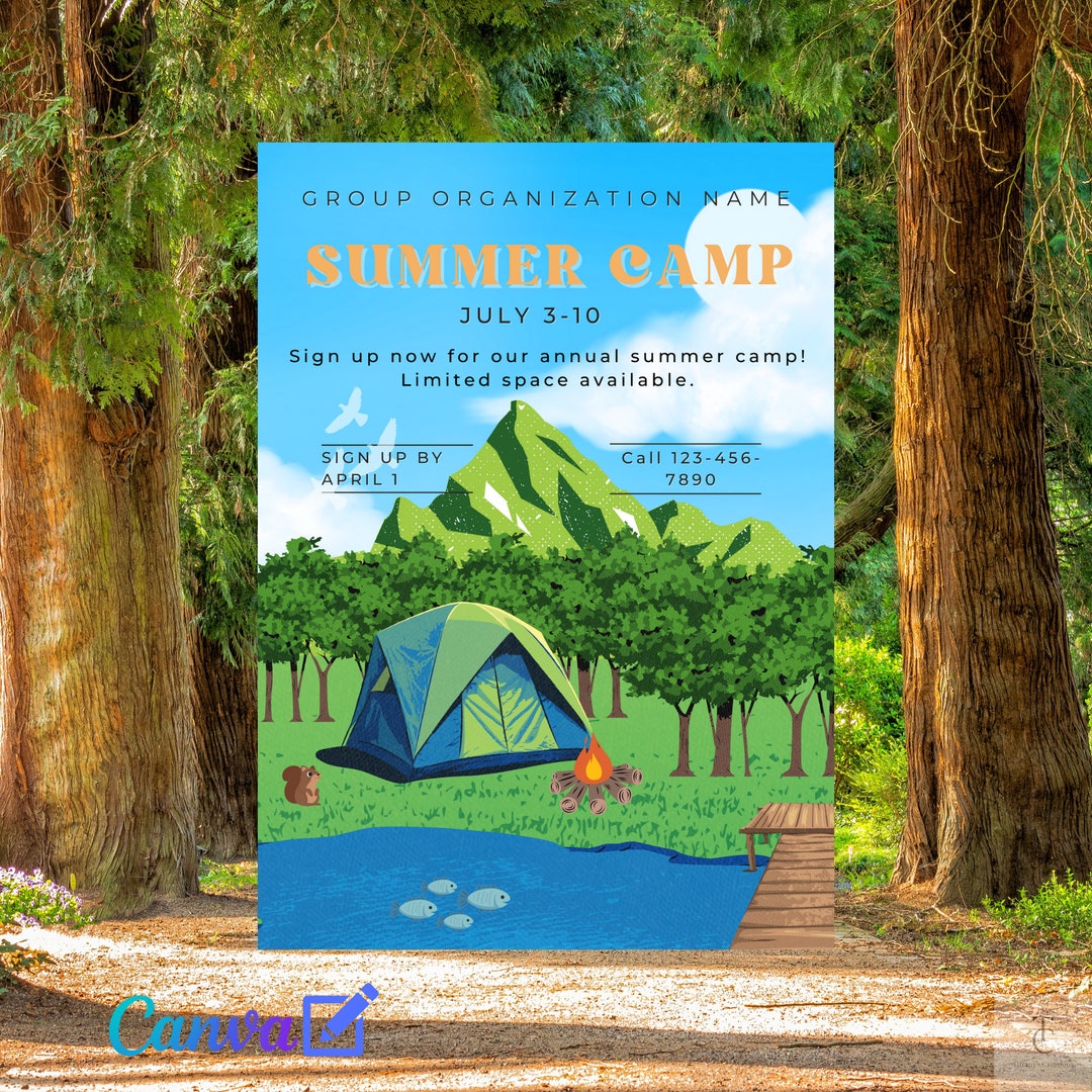 Kid's Summer Camp Instant Download Digital Invitation Editable W/ Canva ...