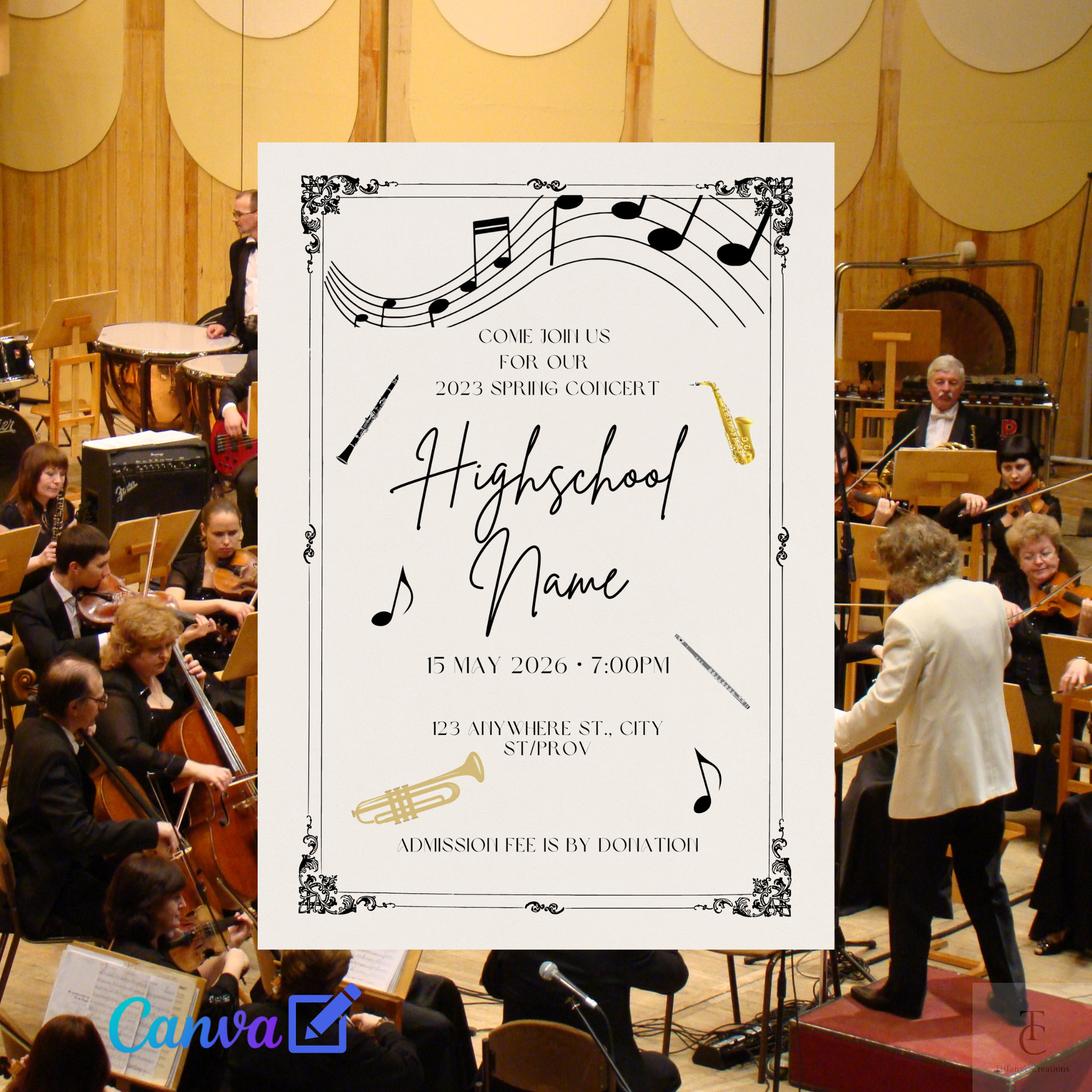School Band Concert Instant Download Digital Invitation Editable W ...