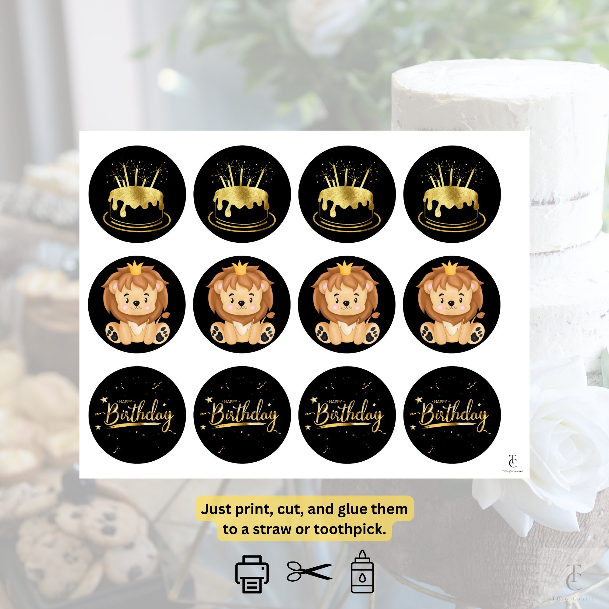 Cute Lion Printable Cupcake Toppers Digital Download DIY for First ...