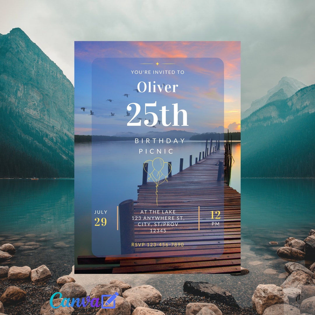 Dock Party Digital Birthday Invitations Instant Download Editable W ...