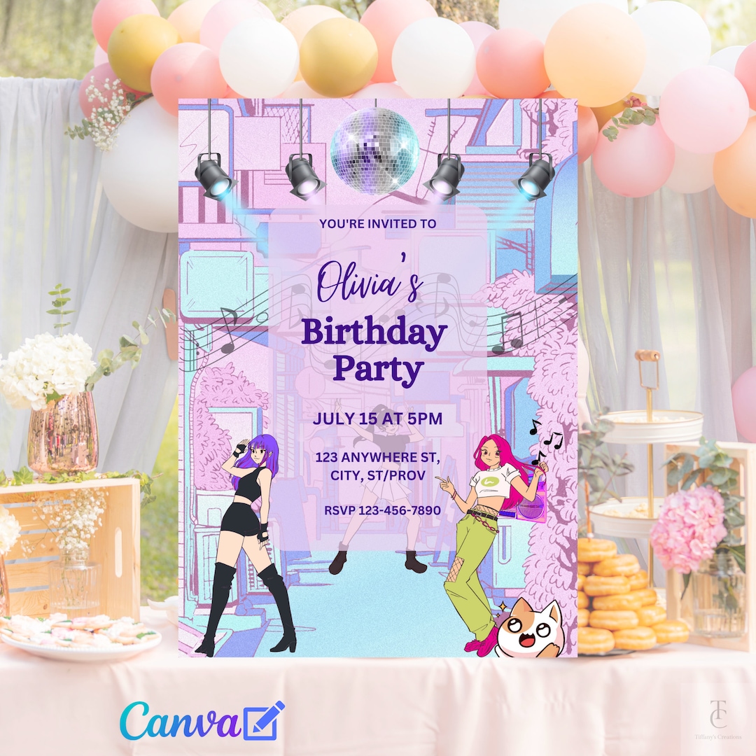 Kpop Jpop Dancers Music Birthday Party Instant Download Digital ...