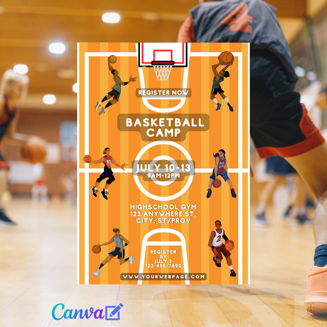 Basketball Camp Invitation Template: Editable DIY Design (digital ...
