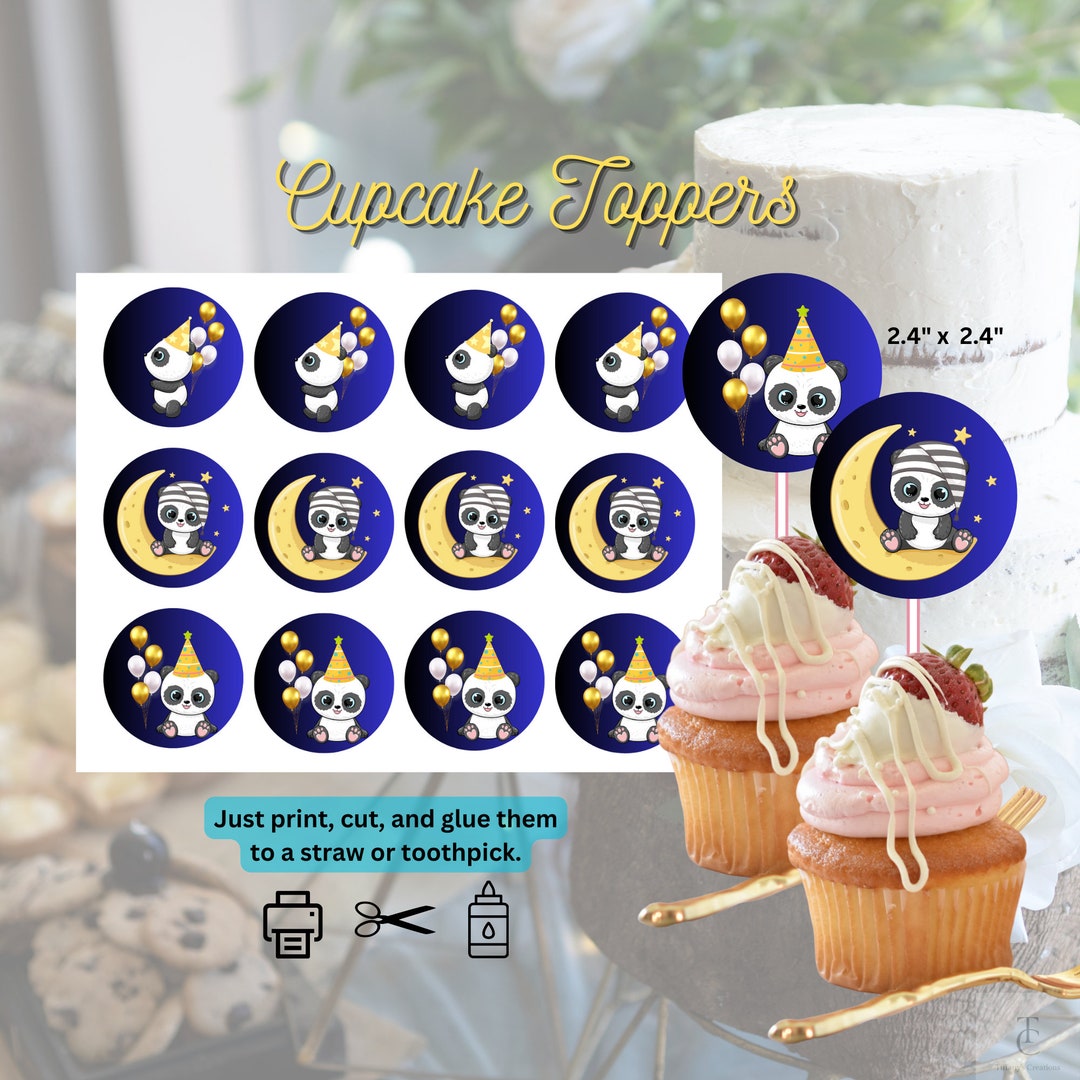Cute Panda Printable Cupcake Toppers Digital Download DIY Kid's ...