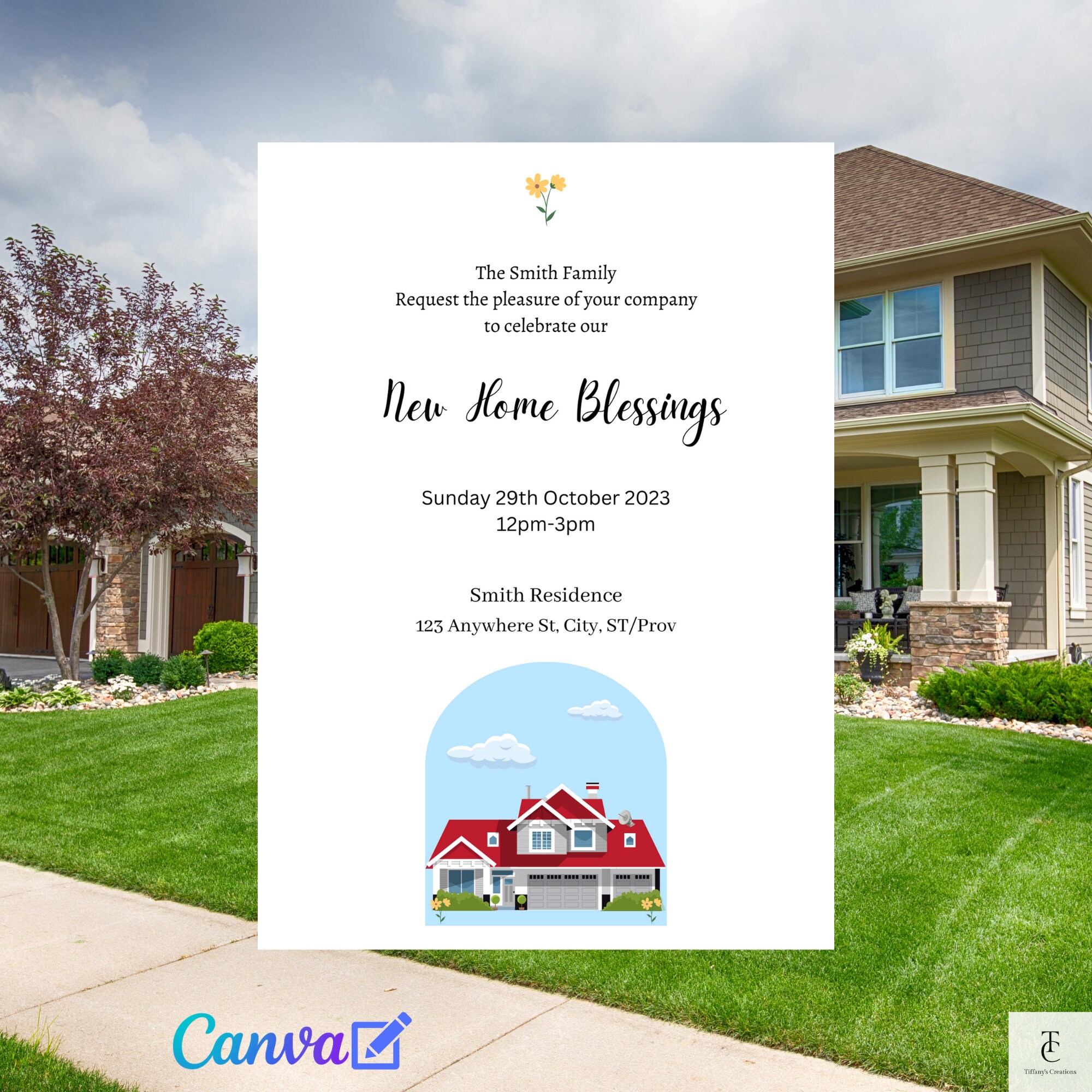 New Home Instant Download Digital Party Invitation Editable W/ Canva ...