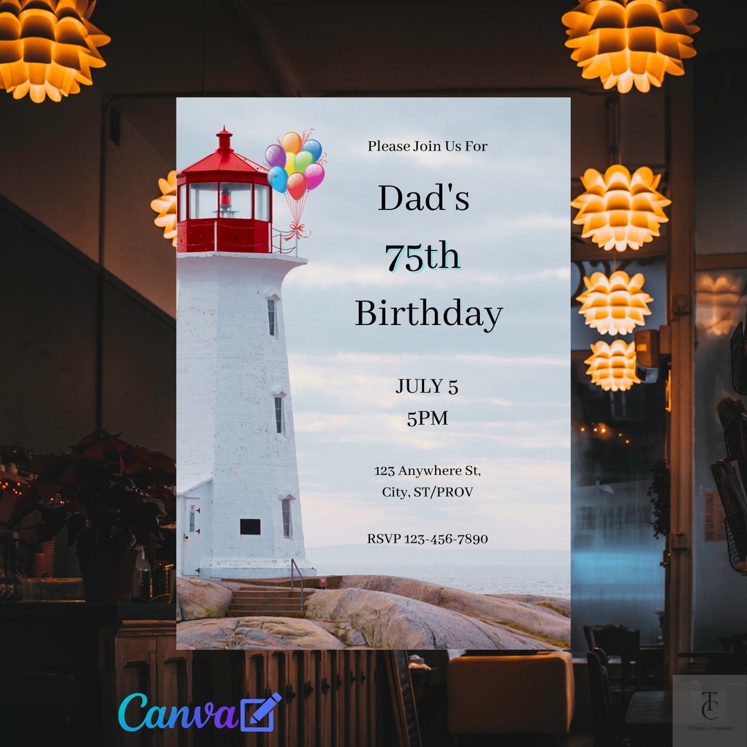 Lighthouse Birthday Party Instant Download Digital Invitation Editable ...