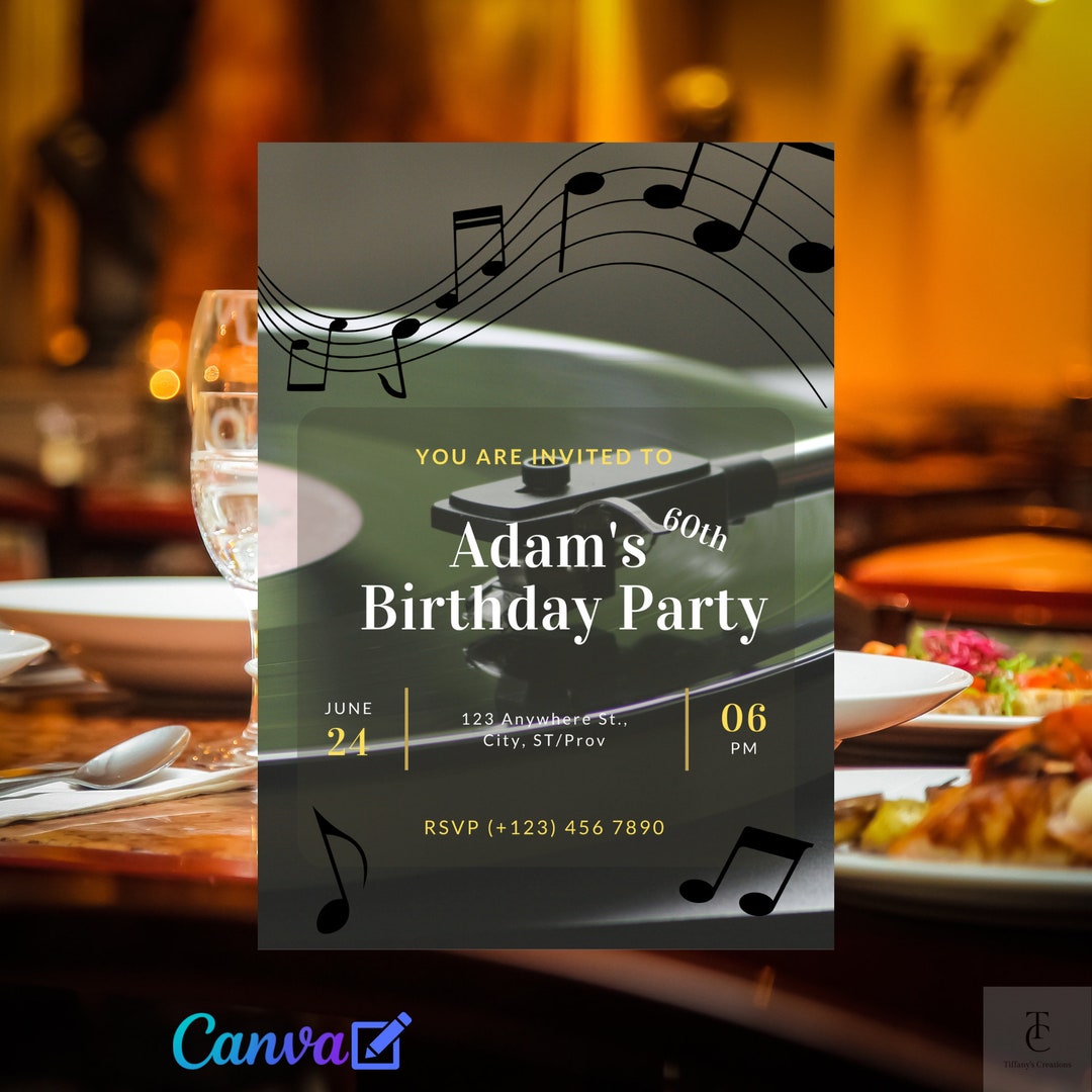 Vintage Record Player Birthday Party Instant Download Digital ...