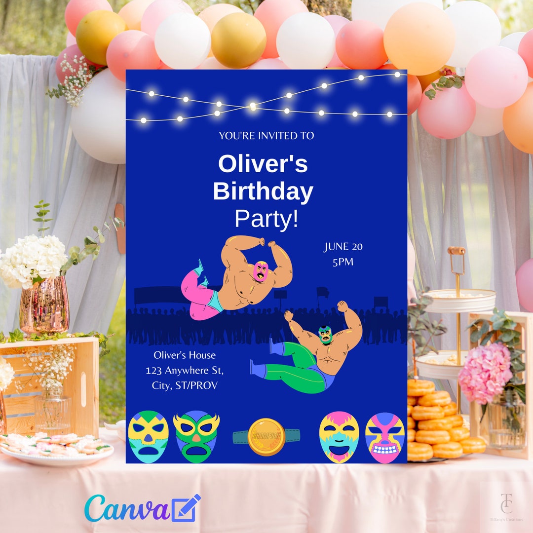 Lucha Libre Wrestling Birthday Party Instant Download Digital ...