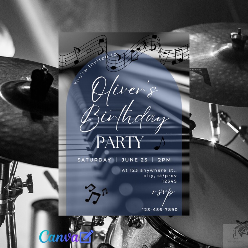 Elegant Piano Music Notes Birthday Party Instant Download - Etsy