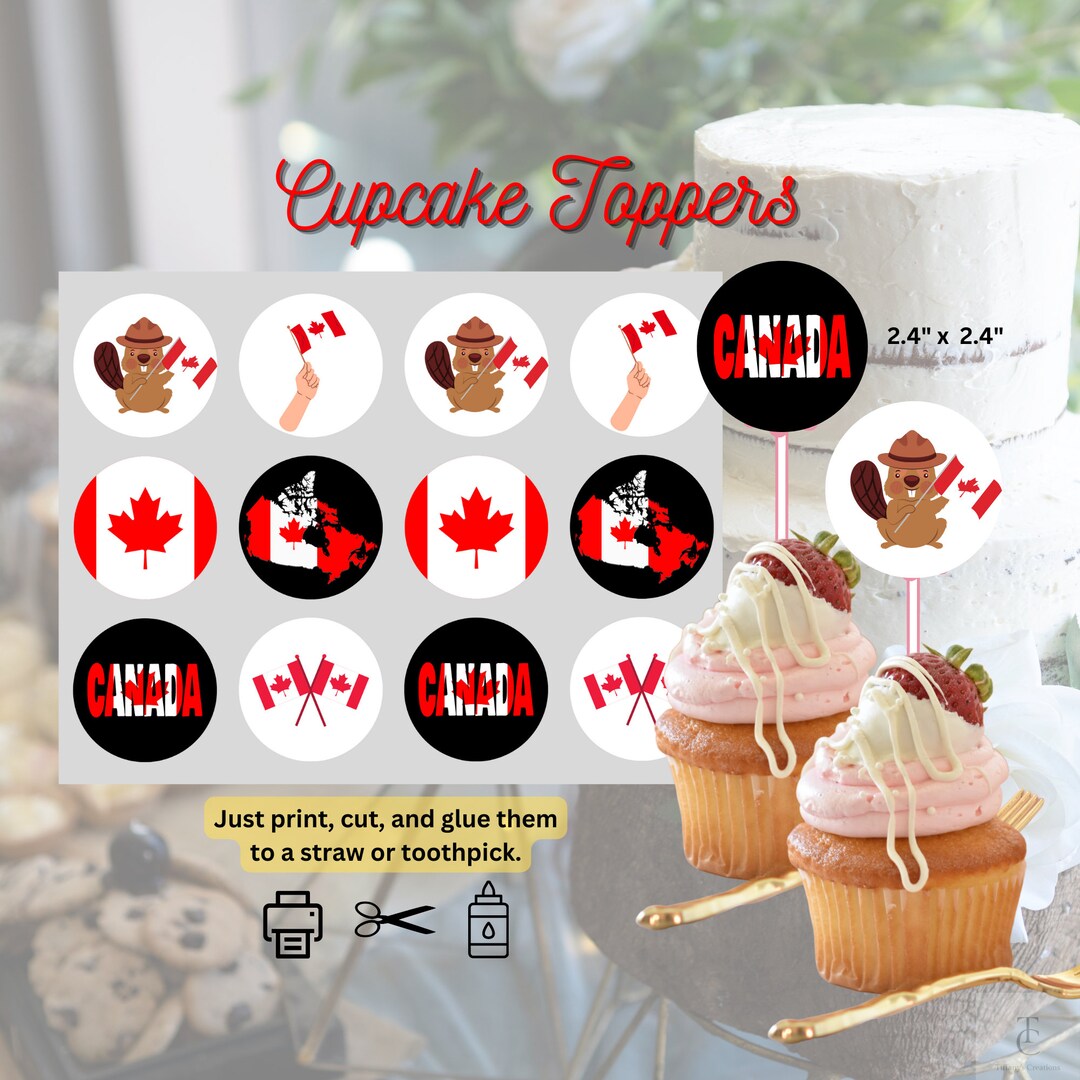 Canada Day Party Printable Cupcake Toppers Digital Download| DIY ...