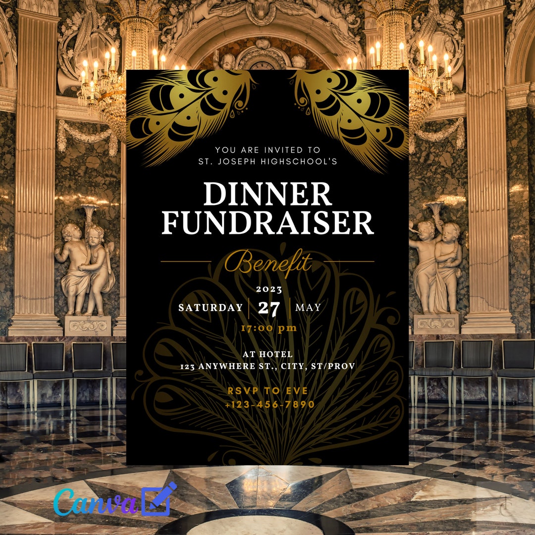 Black Gold Gala Charity Event Party Instant Download Digital Invitation ...