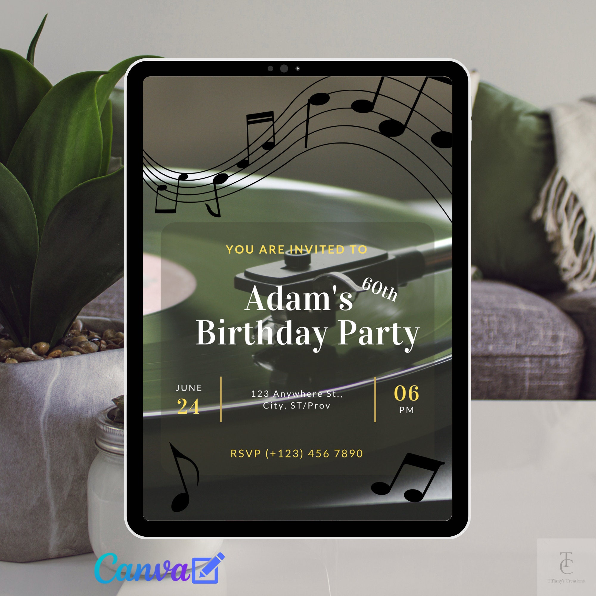 Vintage Record Player Birthday Party Instant Download Digital ...