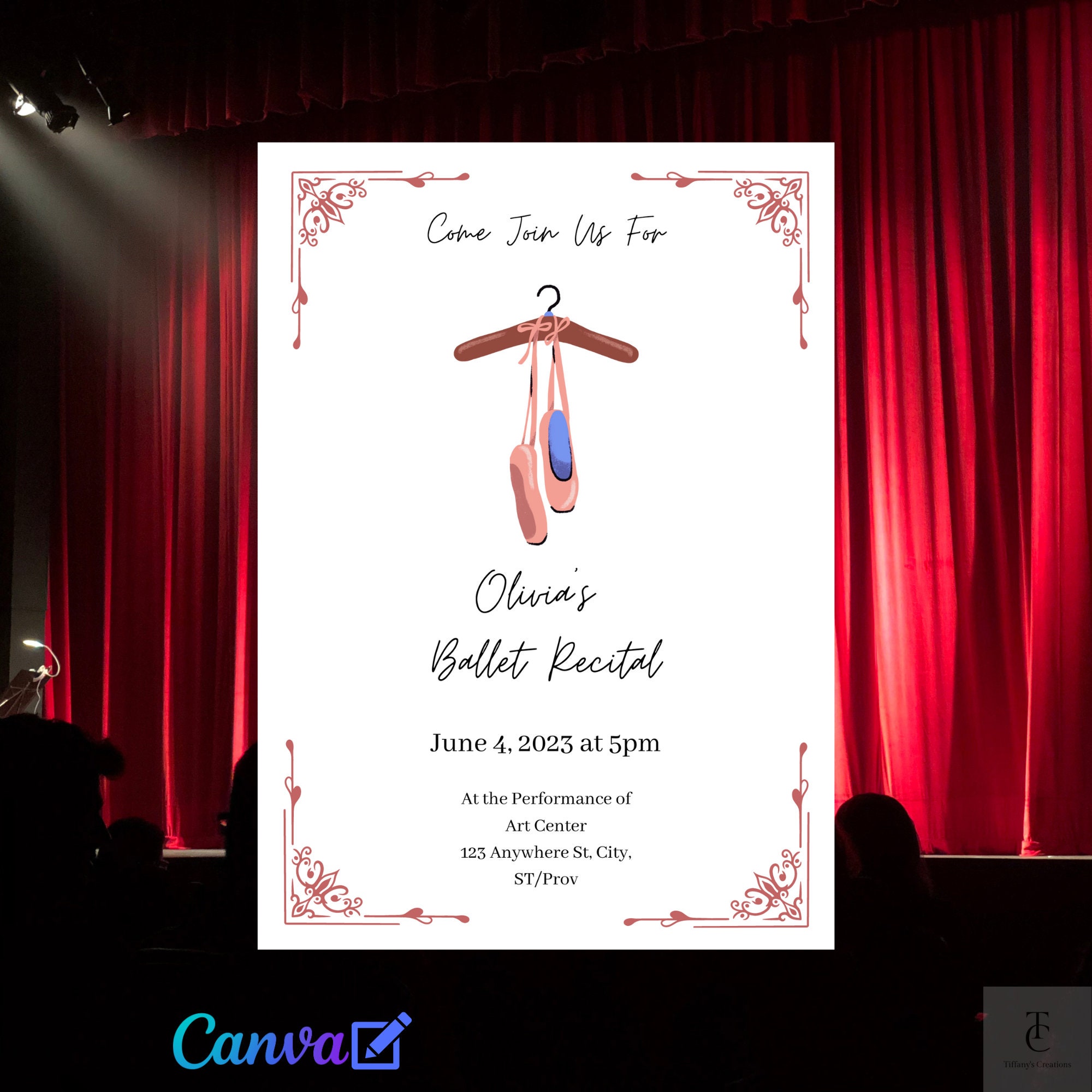Ballet Recital Instant Download Digital Invitation Editable W/ Canva ...