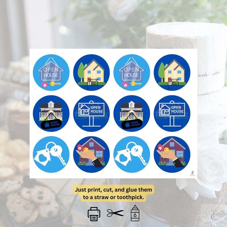 Open House Printable Cupcake Toppers Digital Download DIY - Etsy