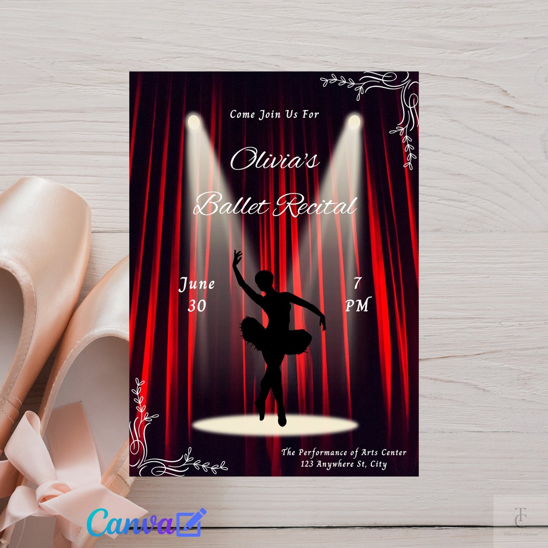 Ballet Recital Instant Download Digital Invitation Editable W/ Canva ...