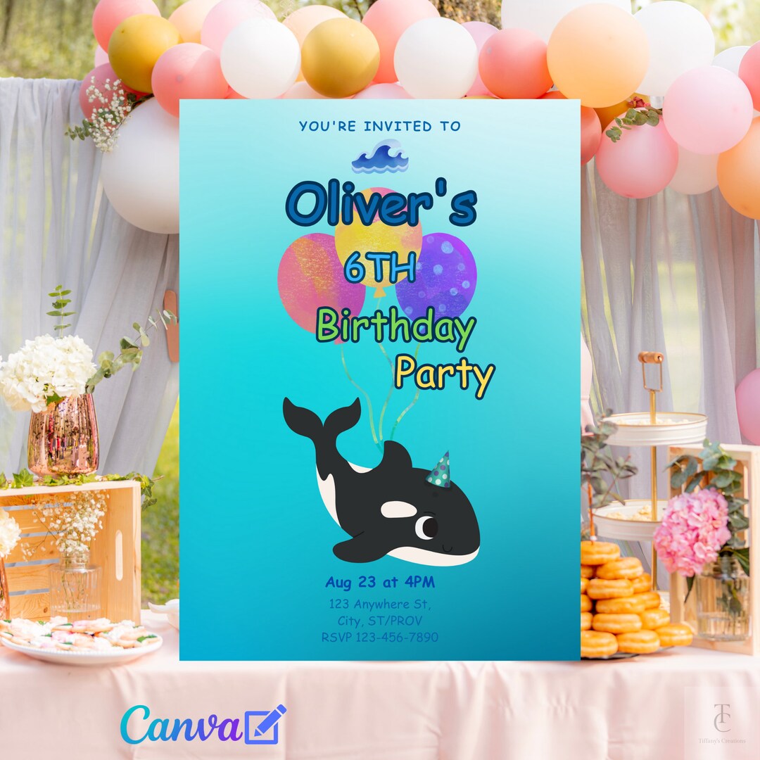 Killer Whale Orca Birthday Party Instant Download Digital - Etsy