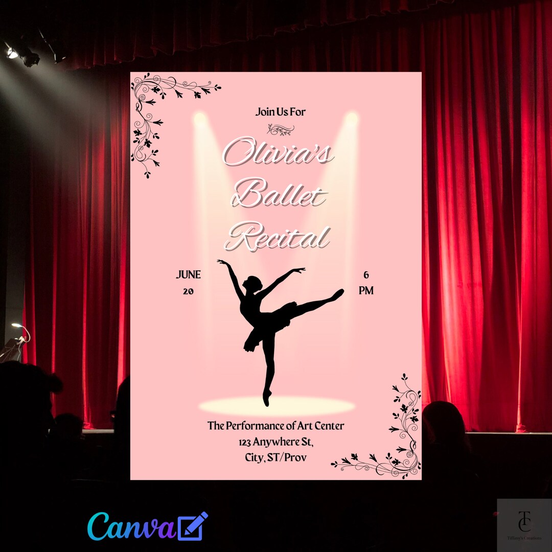 Ballet Recital Instant Download Digital Invitation Editable W/ Canva ...