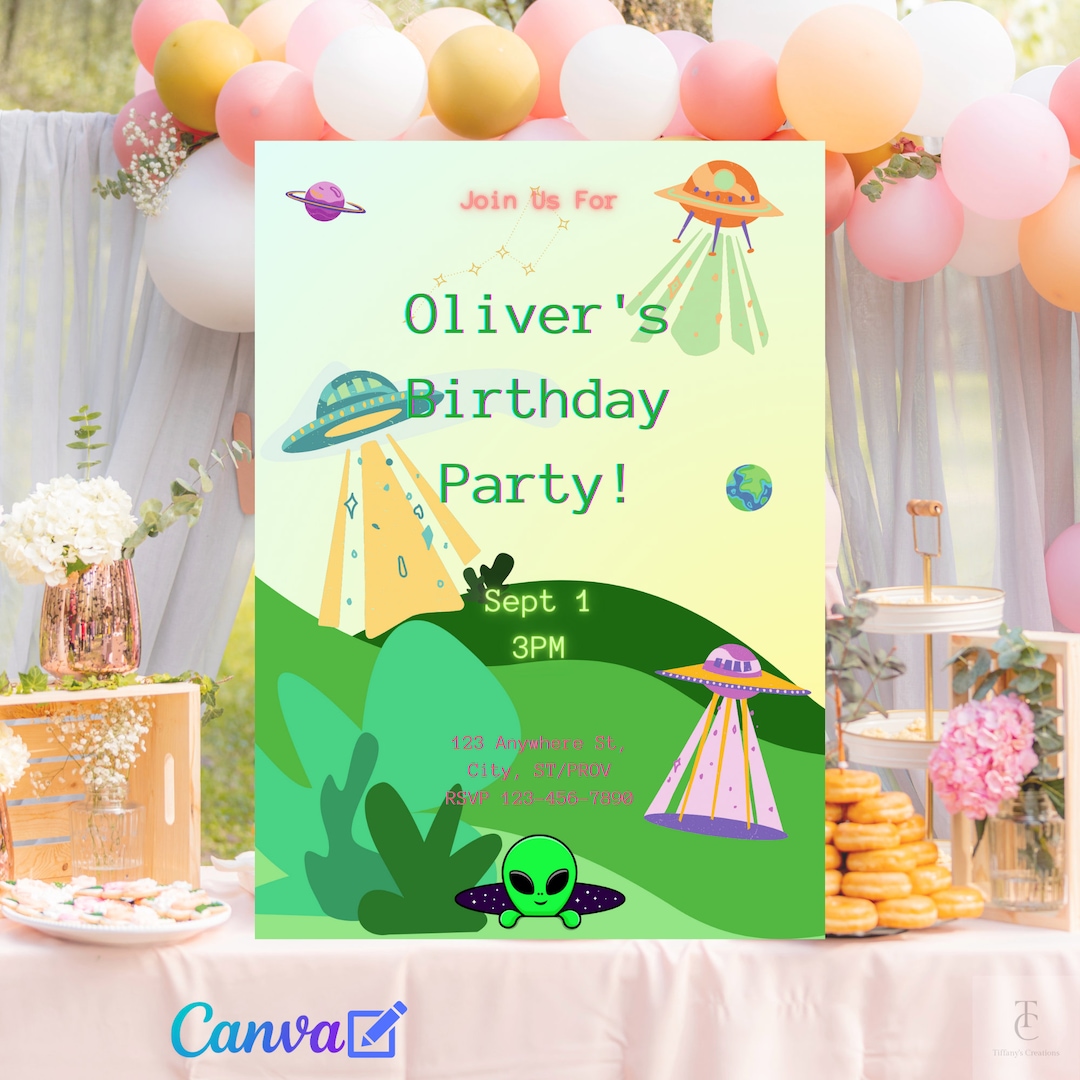 Alien UFO Birthday Party Instant Download Digital Invitation - Etsy