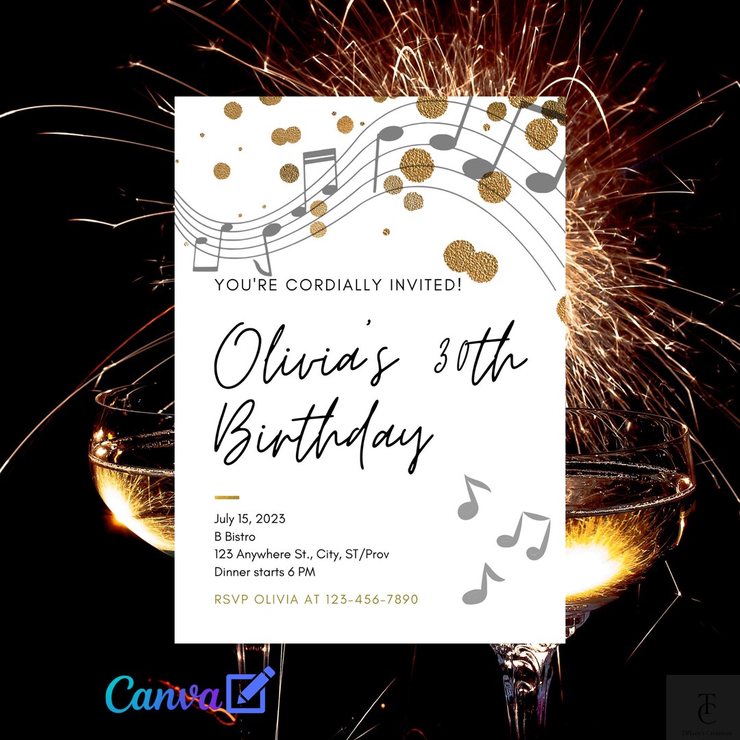 Music Notes Birthday Party Instant Download Digital Invitation Editable ...