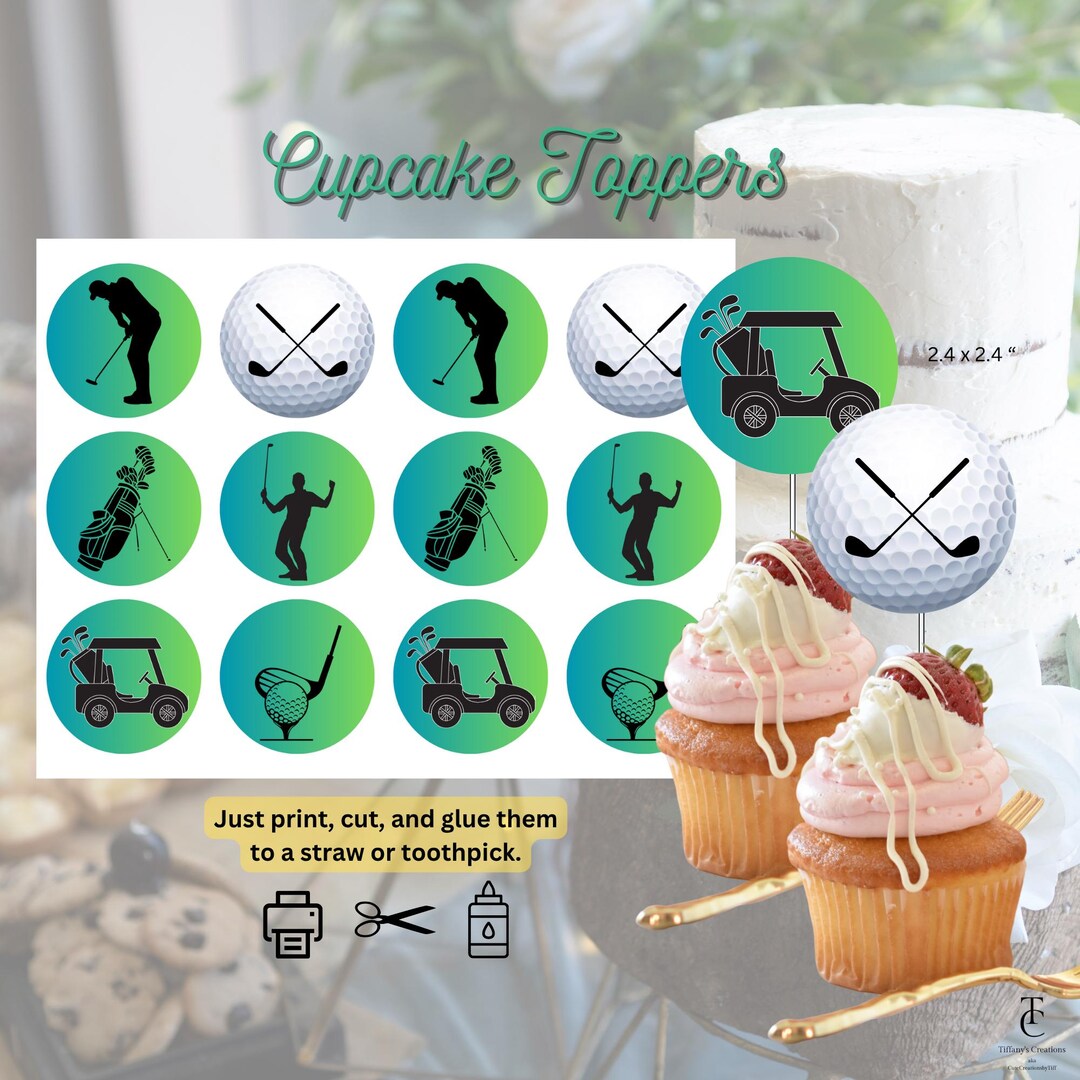 Golf Party Cupcake Toppers: Printable Golf Stickers (PDF Download) - Etsy