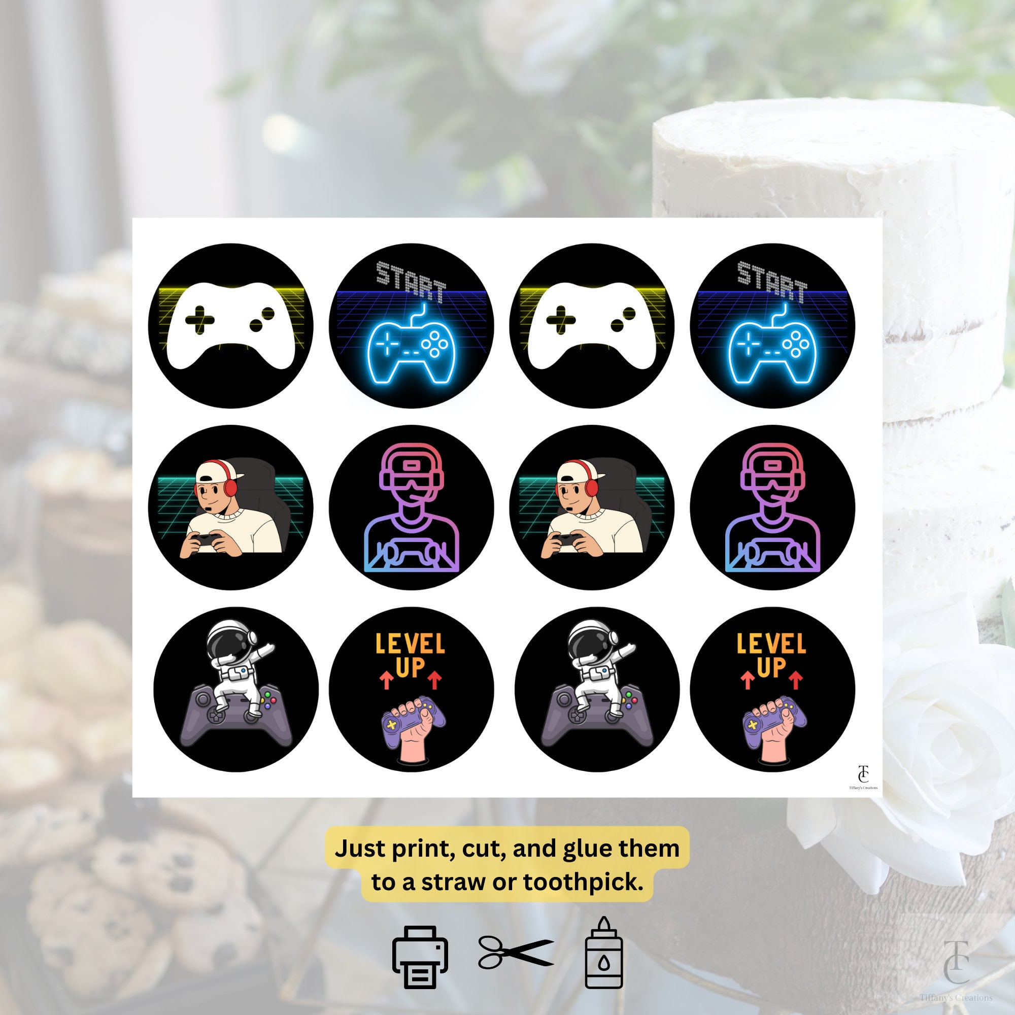 Gamer Boy Birthday Party Printable Cupcake Toppers Digital Download ...