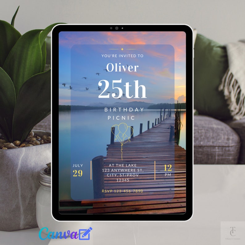 Dock Party Digital Birthday Invitations Instant Download Editable W ...