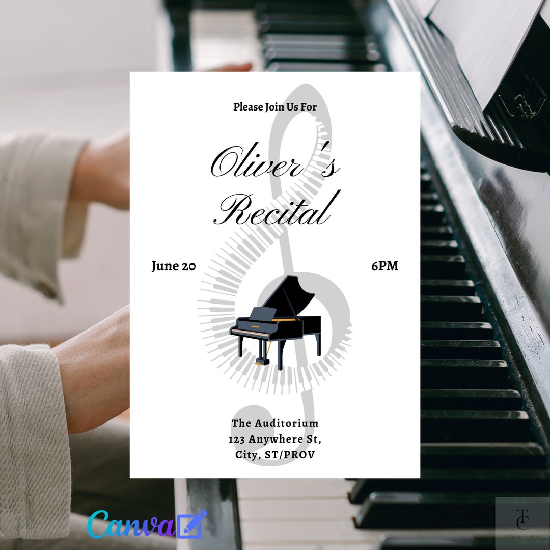 Piano Recital Music Notes Instant Download Digital Invitation Editable ...