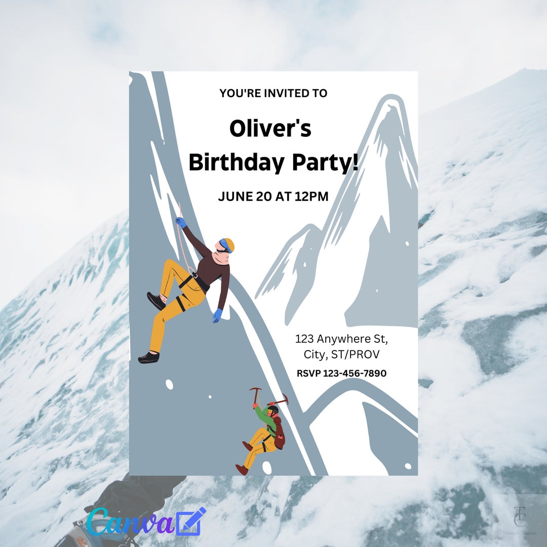 Mountain Climbing Birthday Party Instant Download Digital Invitation ...
