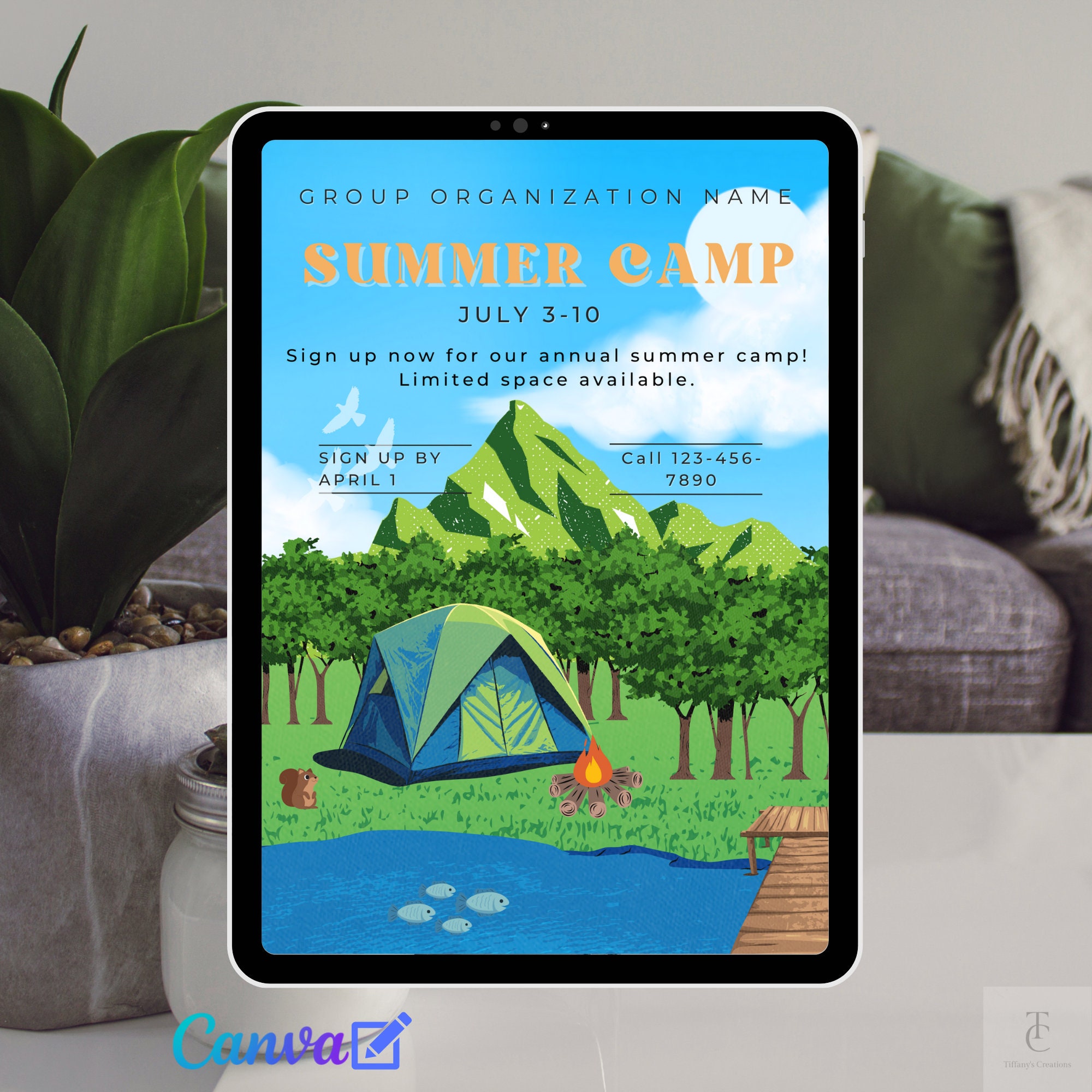 Kid's Summer Camp Instant Download Digital Invitation Editable W/ Canva ...