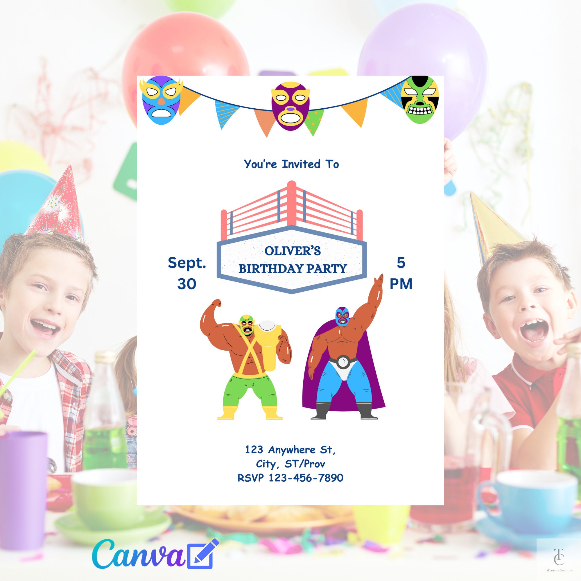 Lucha Libre Wrestling Birthday Party Instant Download Digital ...