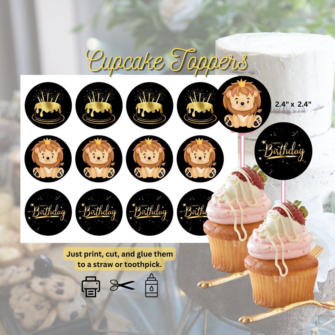 Cute Lion Printable Cupcake Toppers Digital Download DIY for First ...