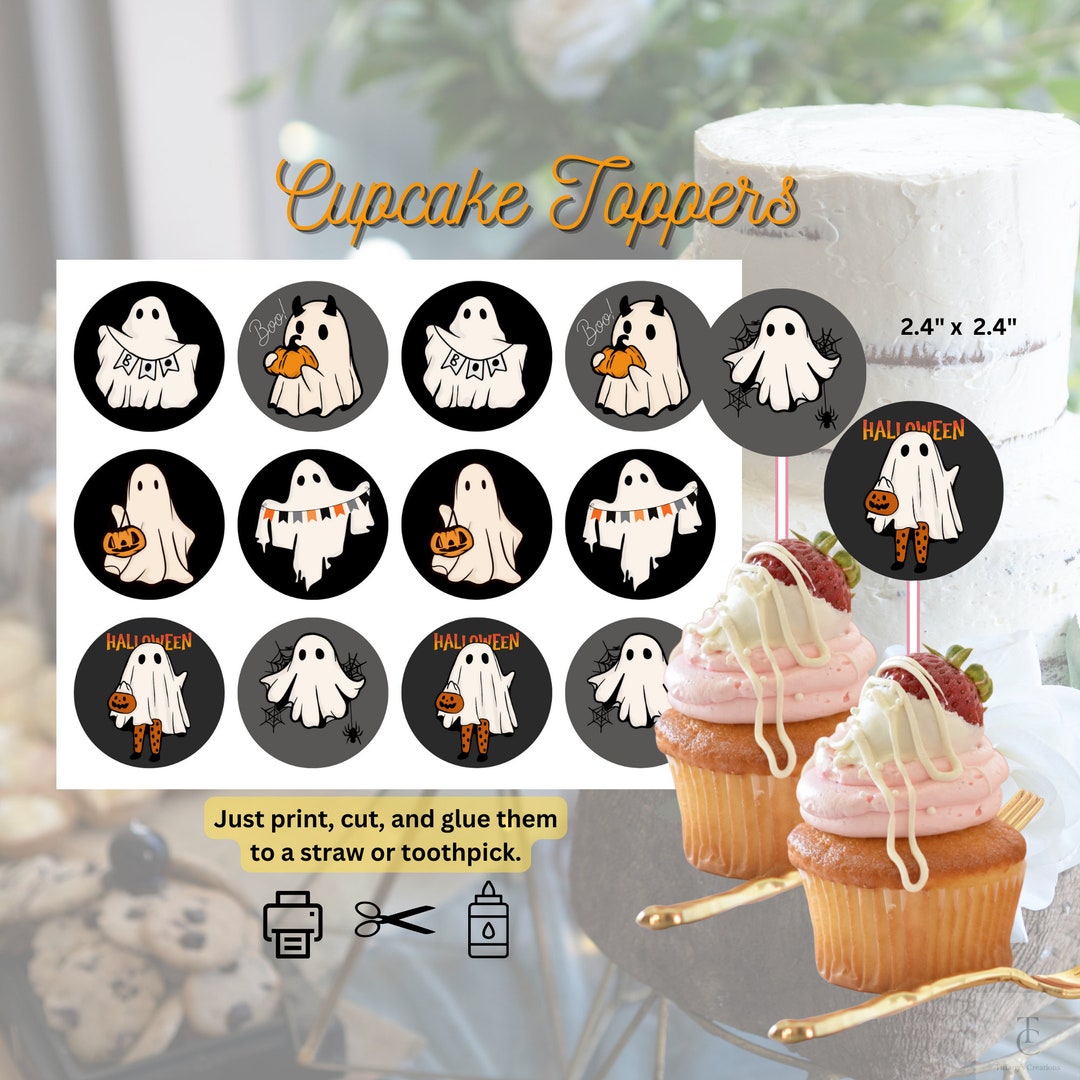 Ghost Printable Cupcake Toppers Digital Download DIY Crafting for ...