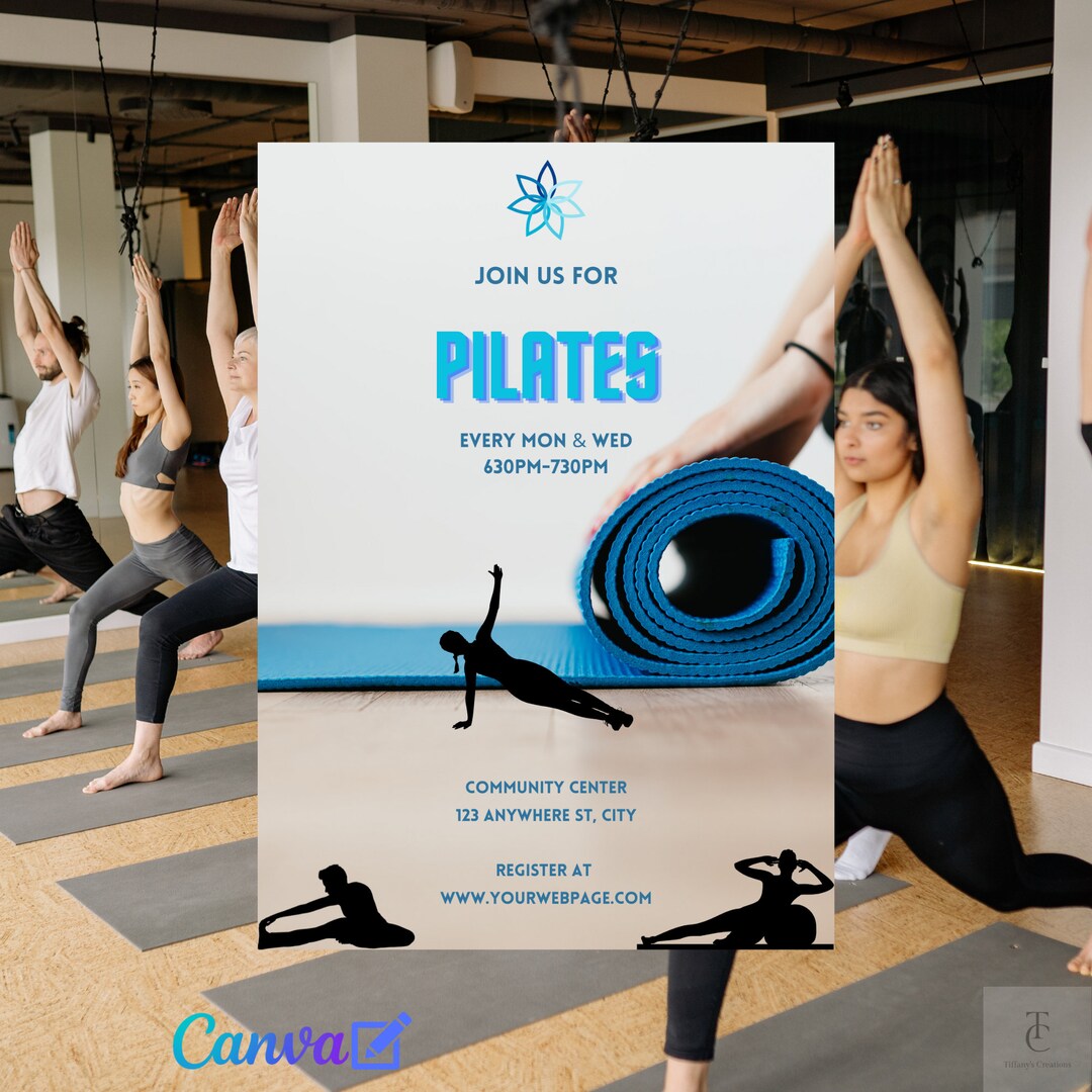 Pilates Class Instant Download Digital Invitation Editable W/ Canva ...