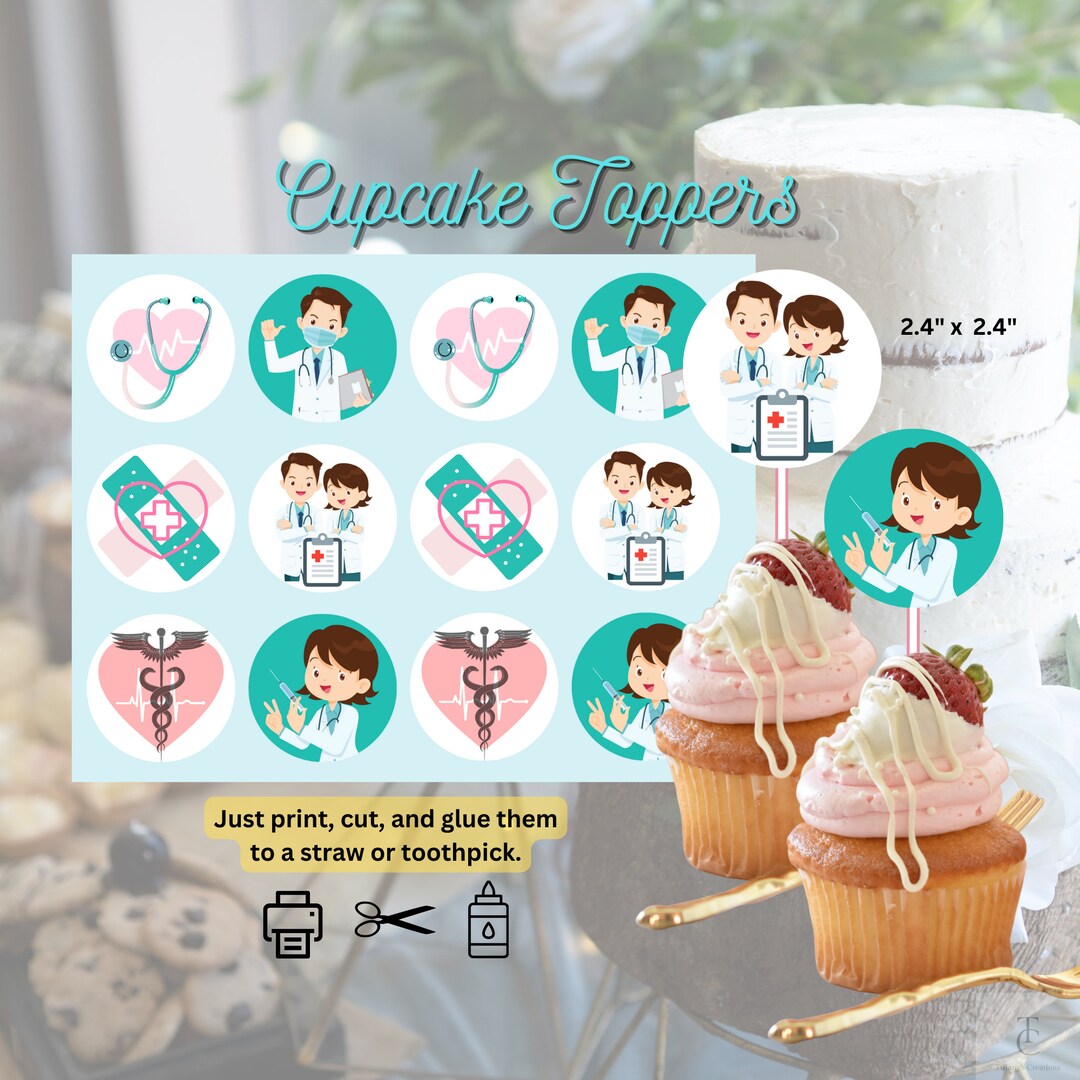 Medical Office Party Dental Clinic Printable Cupcake Toppers Digital ...
