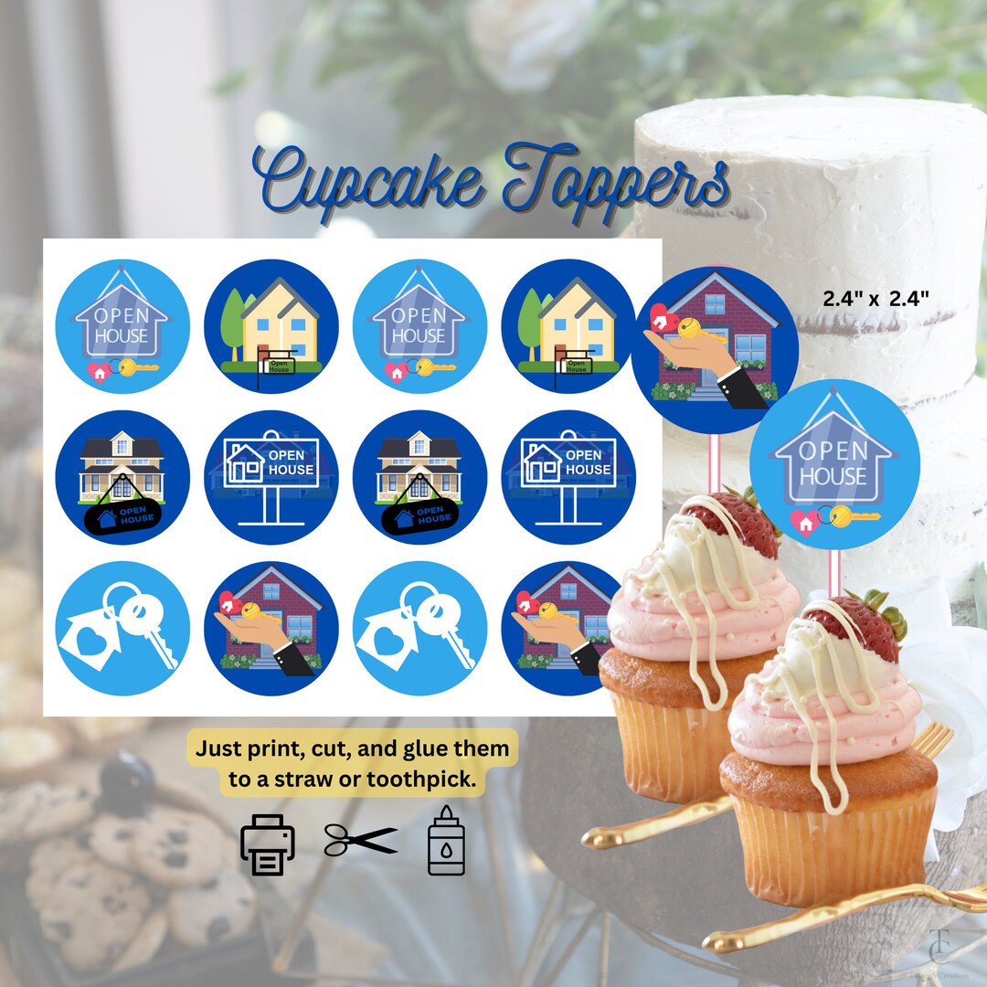 Open House Printable Cupcake Toppers Digital Download DIY Crafting for ...