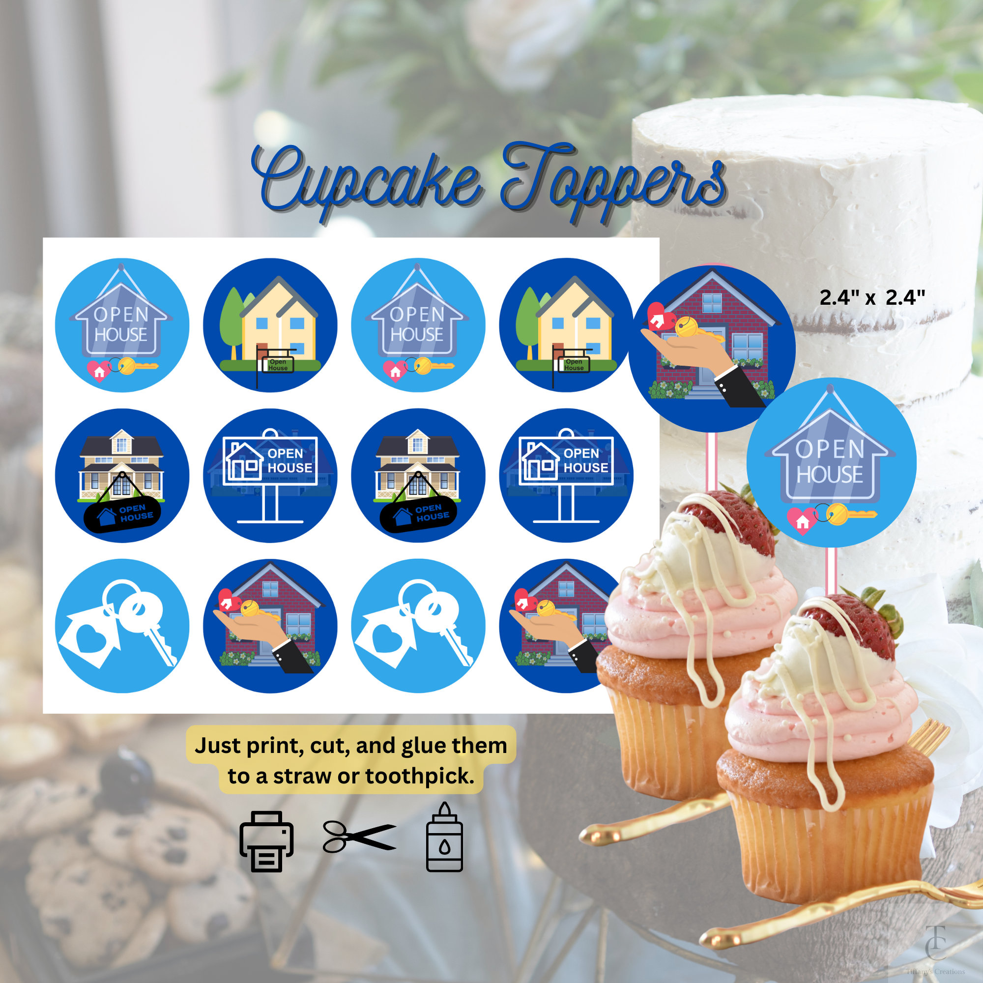 Open House Printable Cupcake Toppers Digital Download DIY - Etsy
