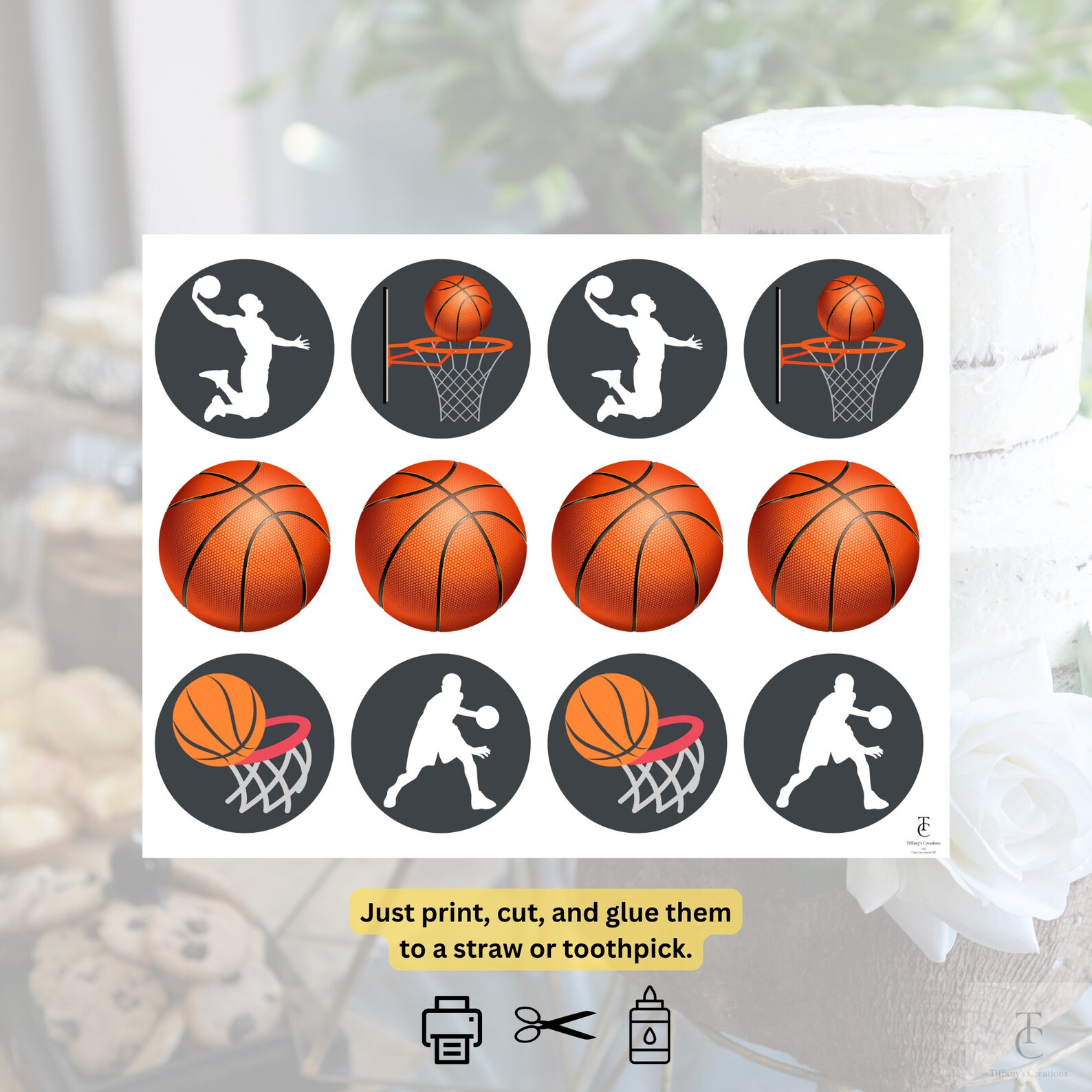 Basketball Theme Printable Cupcake Toppers Digital Download| DIY| 2 ...