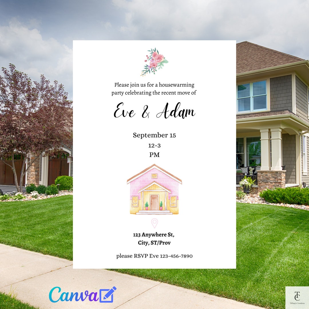 Cute Pink Housewarming Party Instant Download Digital Party Invitation ...