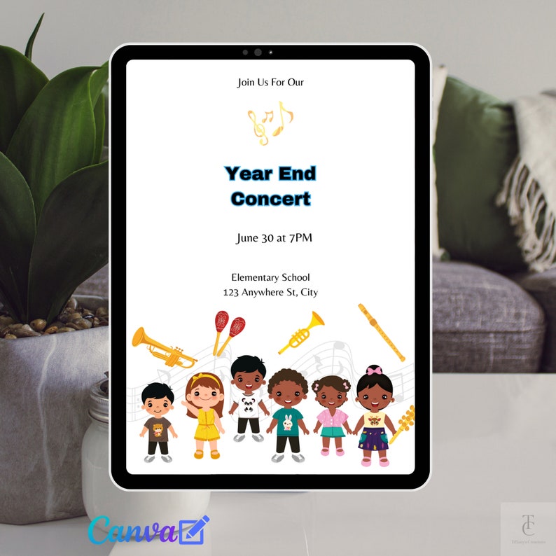 School Band Concert Instant Download Digital Invitation Editable W ...