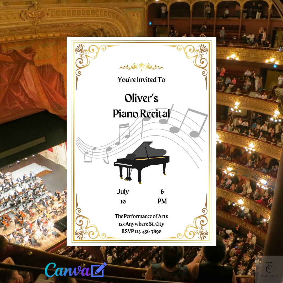 Piano Recital Music Notes Instant Download Digital Invitation Editable ...