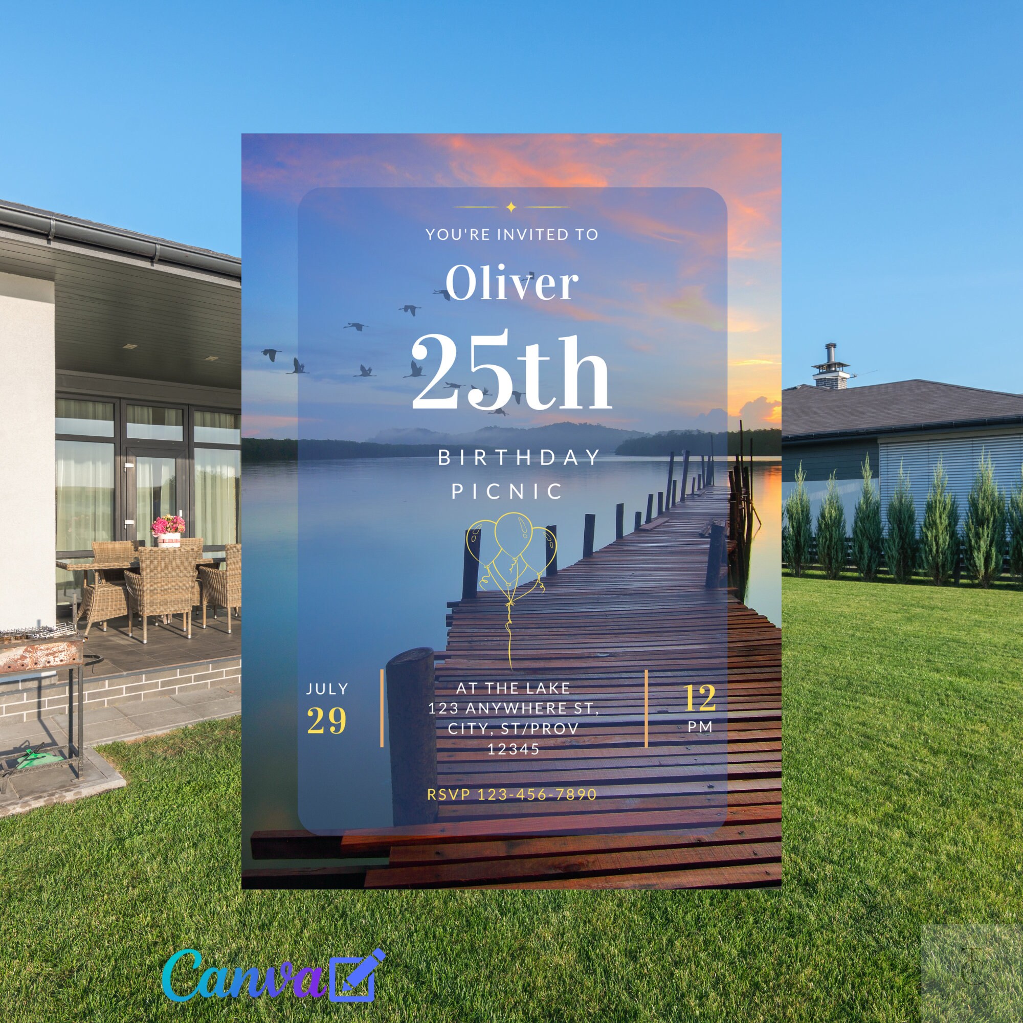 Dock Party Digital Birthday Invitations Instant Download Editable W ...