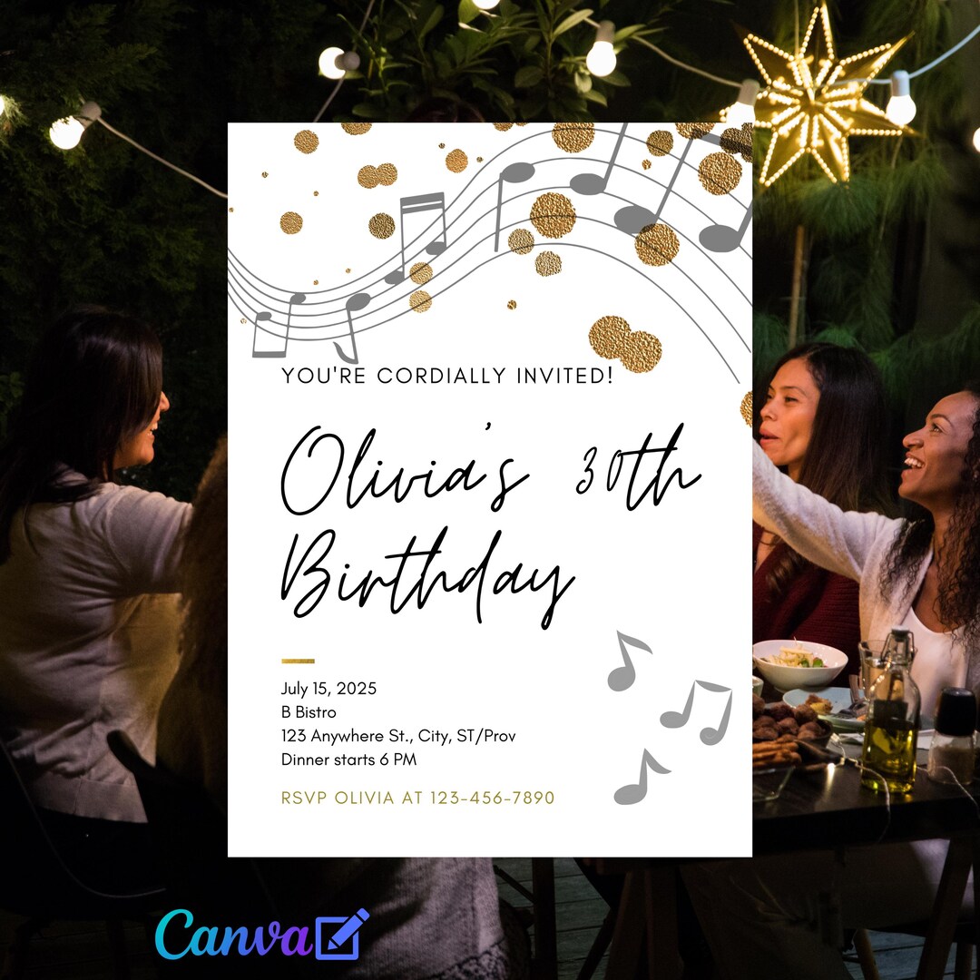 Music Notes Birthday Party Instant Download Digital Invitation Editable ...