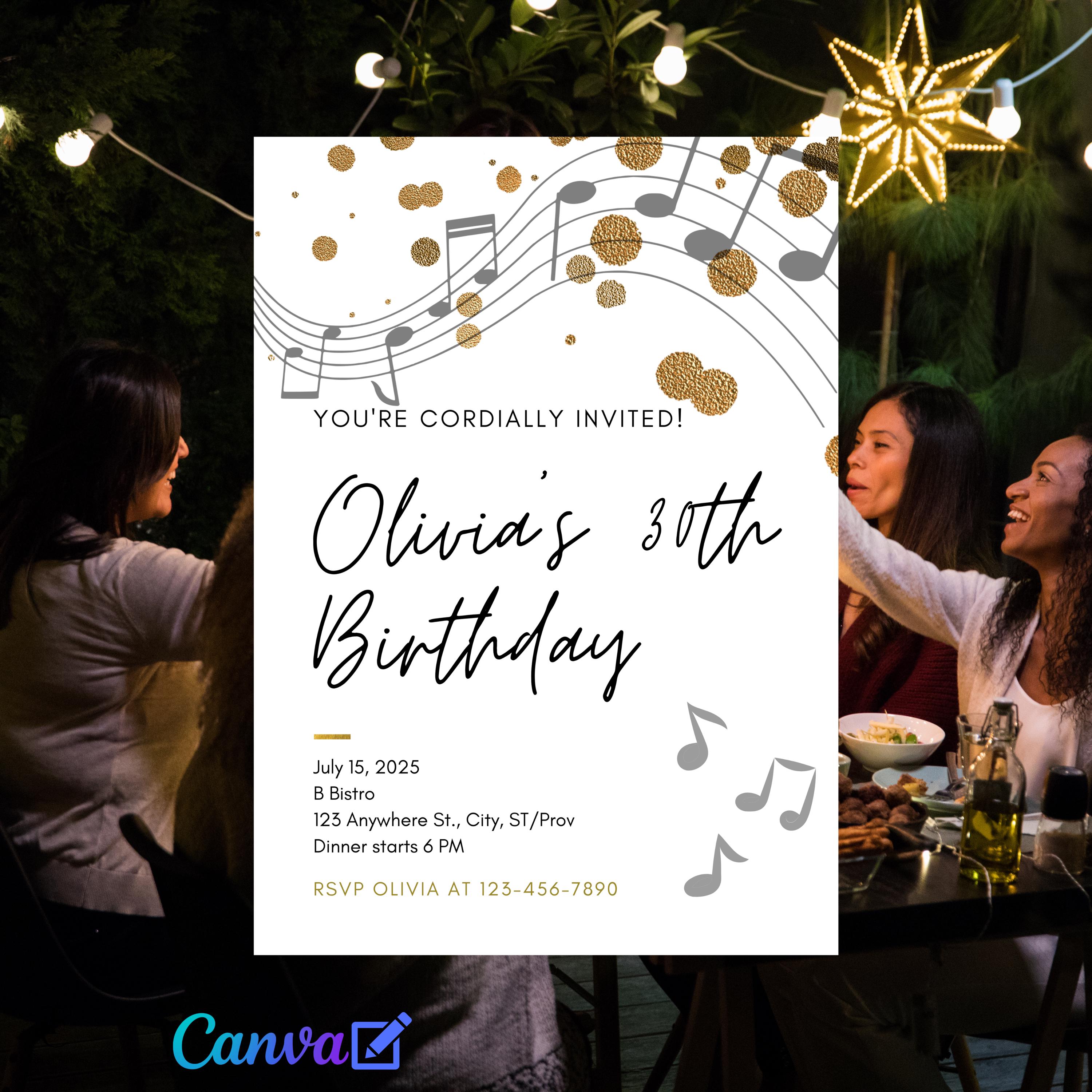 Note Music Themed Invitation Retro Music Party Poster With Yellow