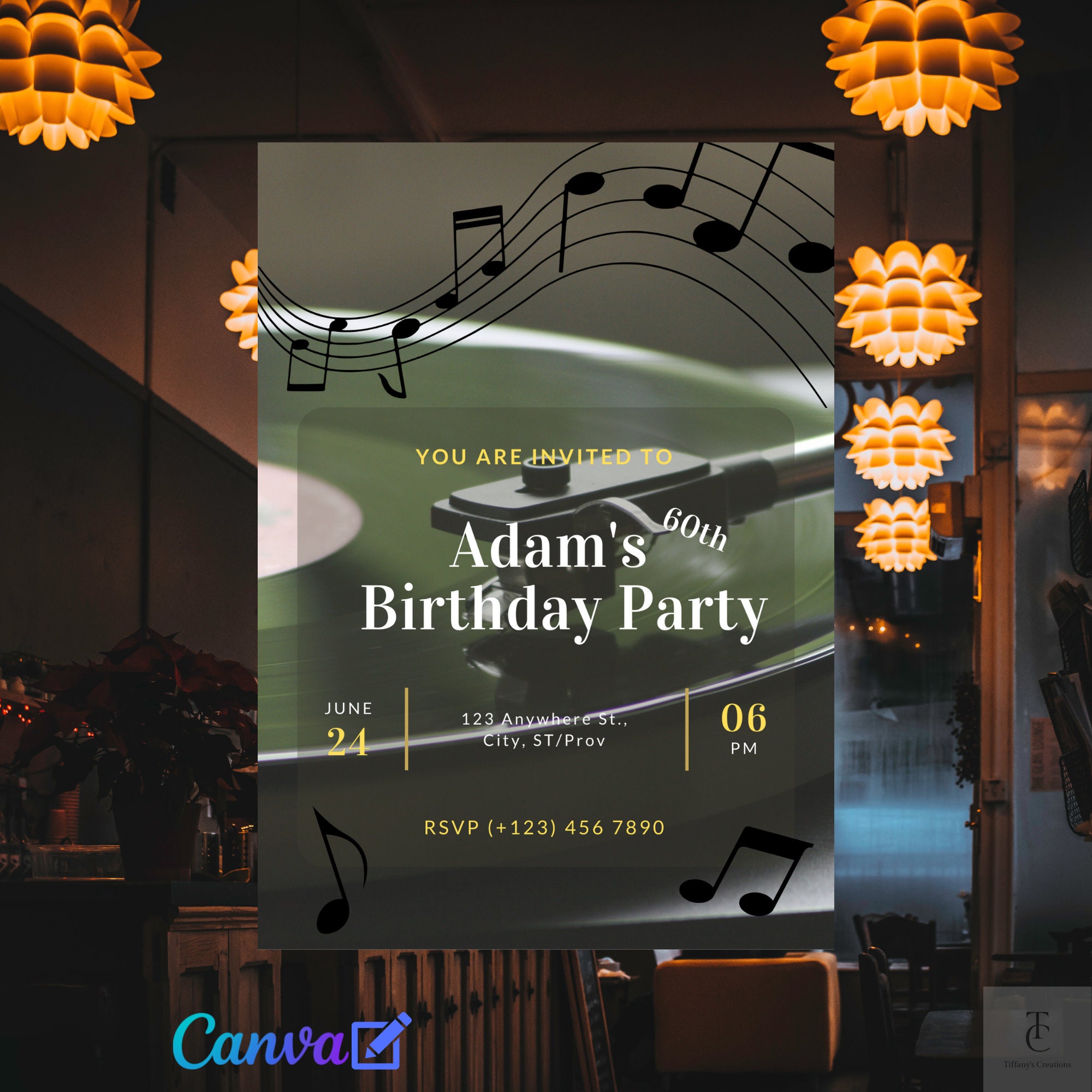 Vintage Record Player Birthday Party Instant Download Digital ...