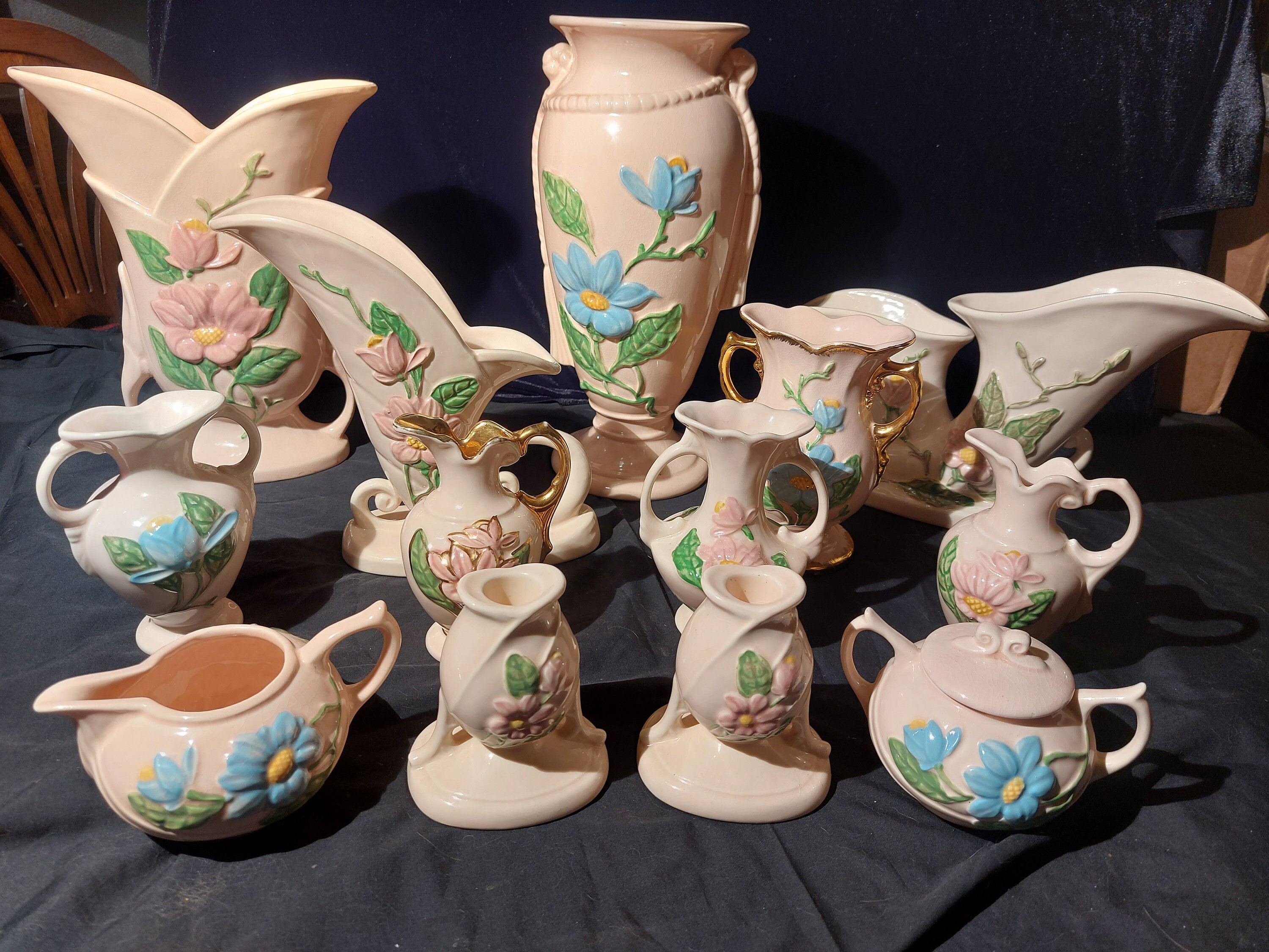 Vintage Hull Art Pottery Gloss Finish New Magnolia Pattern H-10 Pink ...