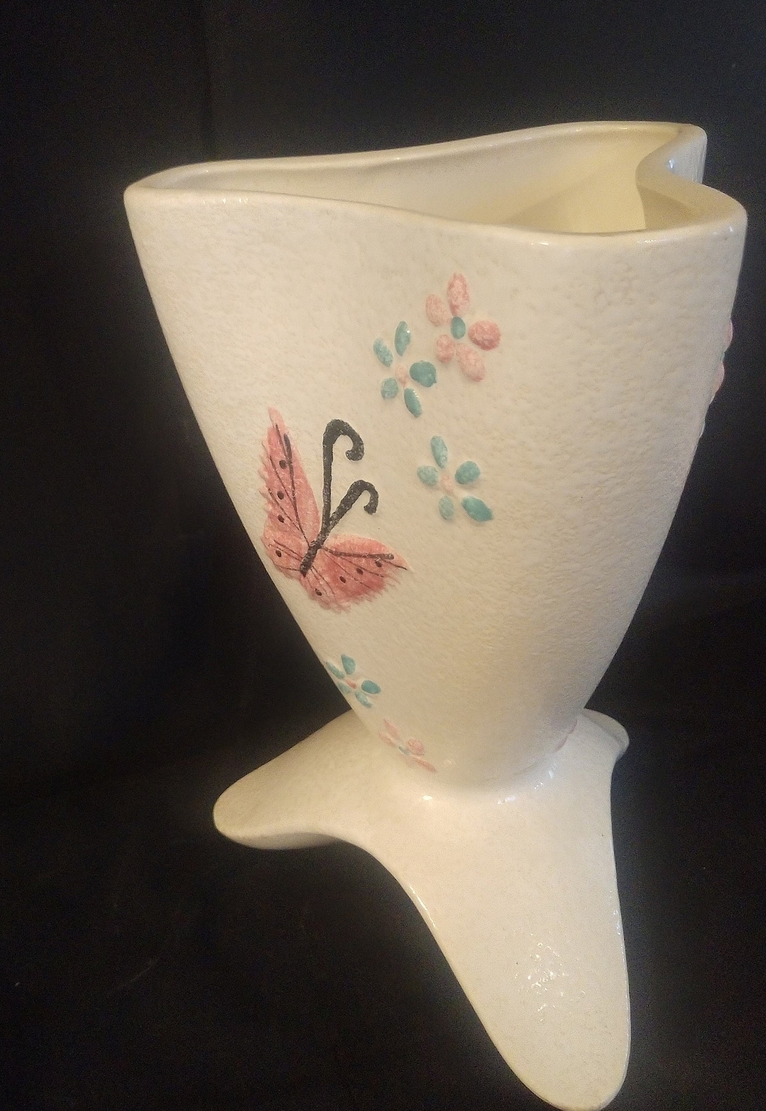 Vintage Hull Pottery Butterfly Series Large Footed Three Panel Vessel ...