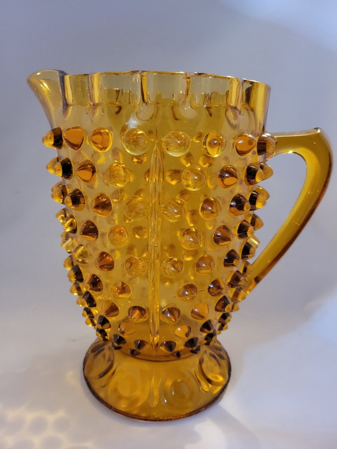 Amber Hobnail Glass Vintage Pitcher - Etsy