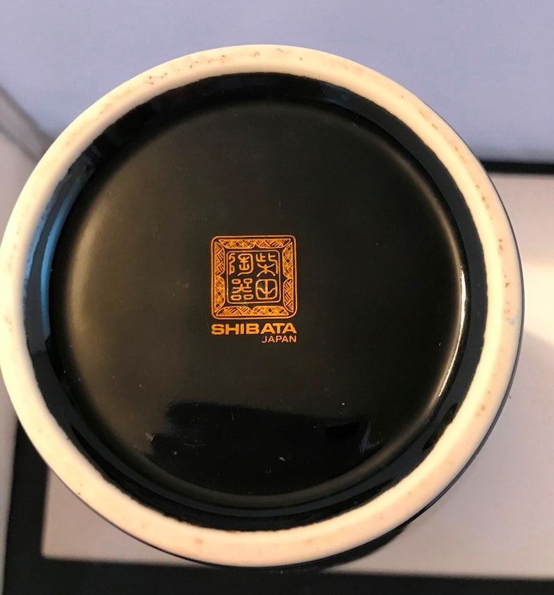 Shibata Japan Fine Porcelain Vase. Lustrous Black With Gold and Silver ...