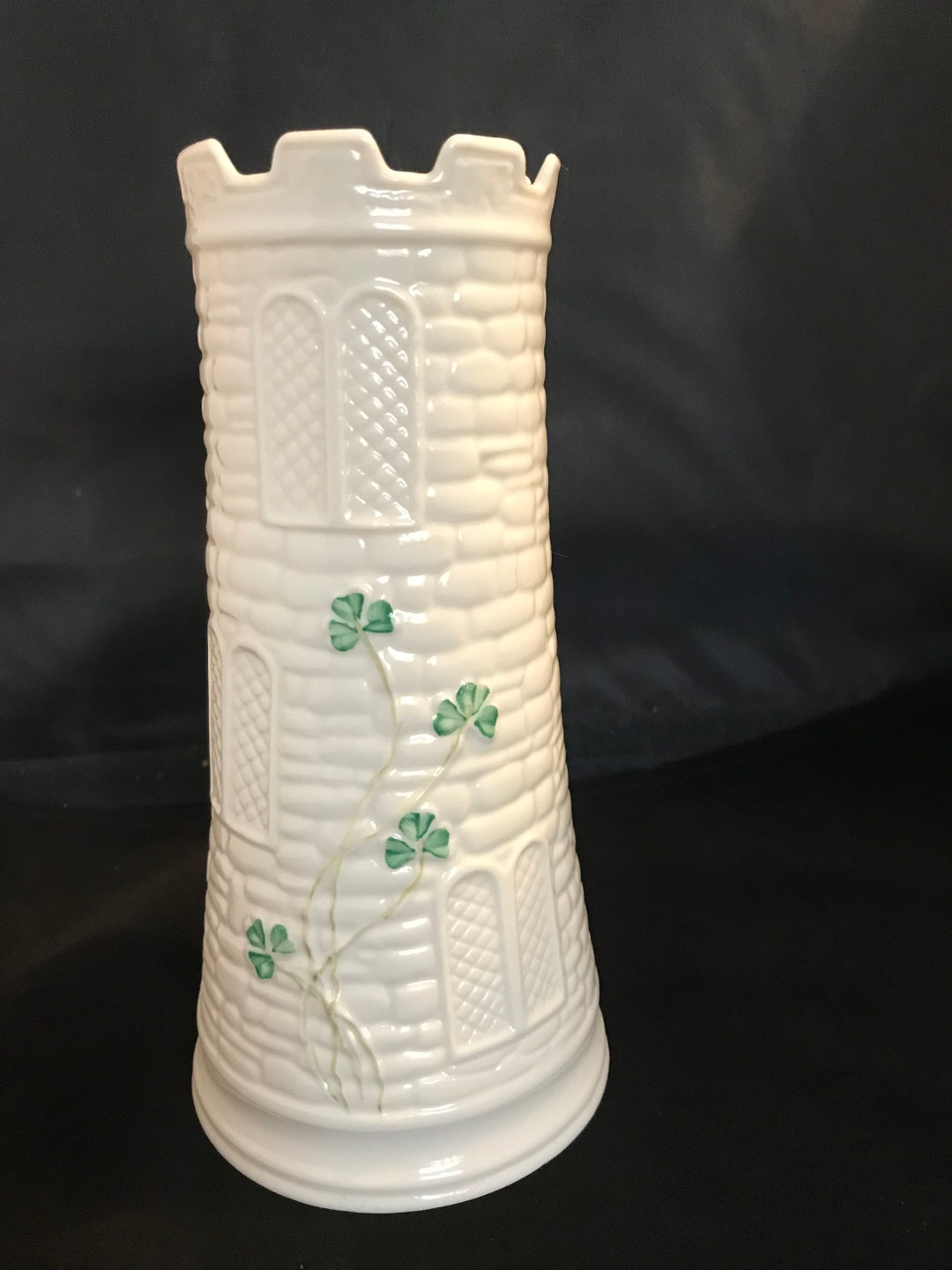 Irish Belleek China Castle Vase Shamrock Pattern 8 Inches Tall - Etsy
