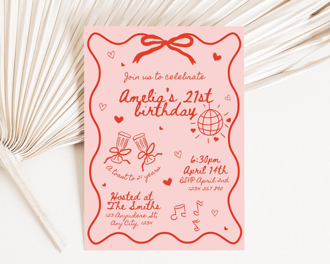 Hand Drawn Birthday Invitation Template, Scribble Birthday Party ...